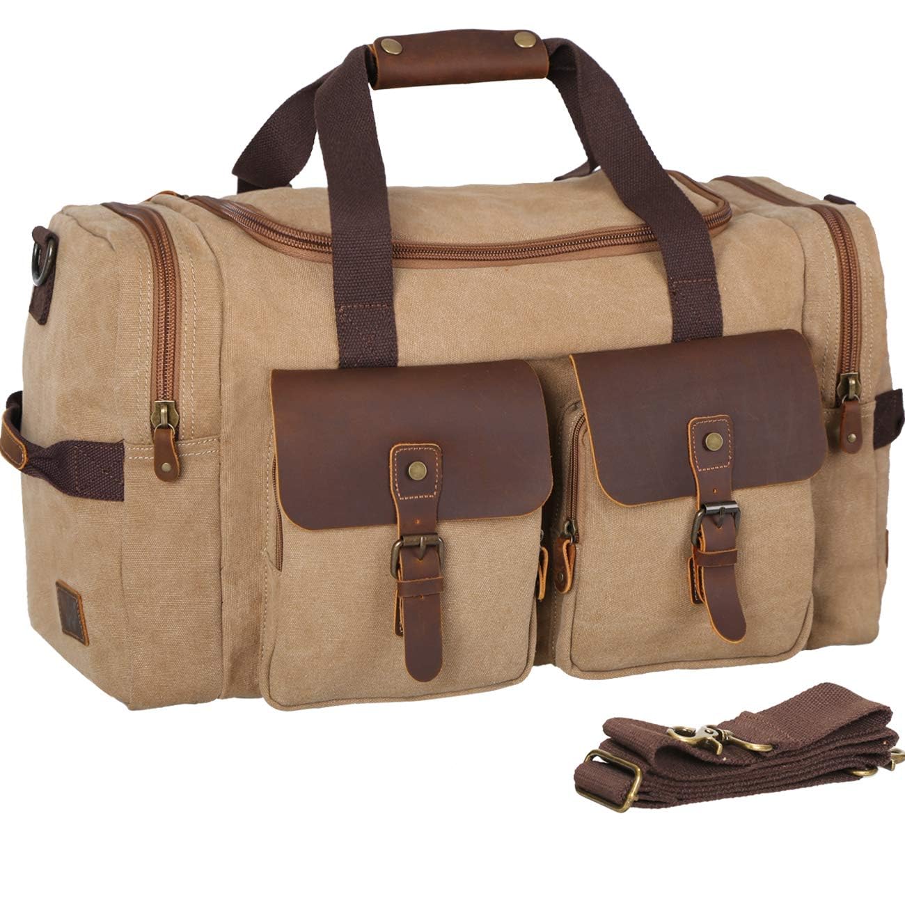 WOWBOX Duffel Bag Travel Weekender Duffle Bag Luggage Bags for Men Women Overnight Carry on Bag Gym Bag with Shoes Compartment Brown