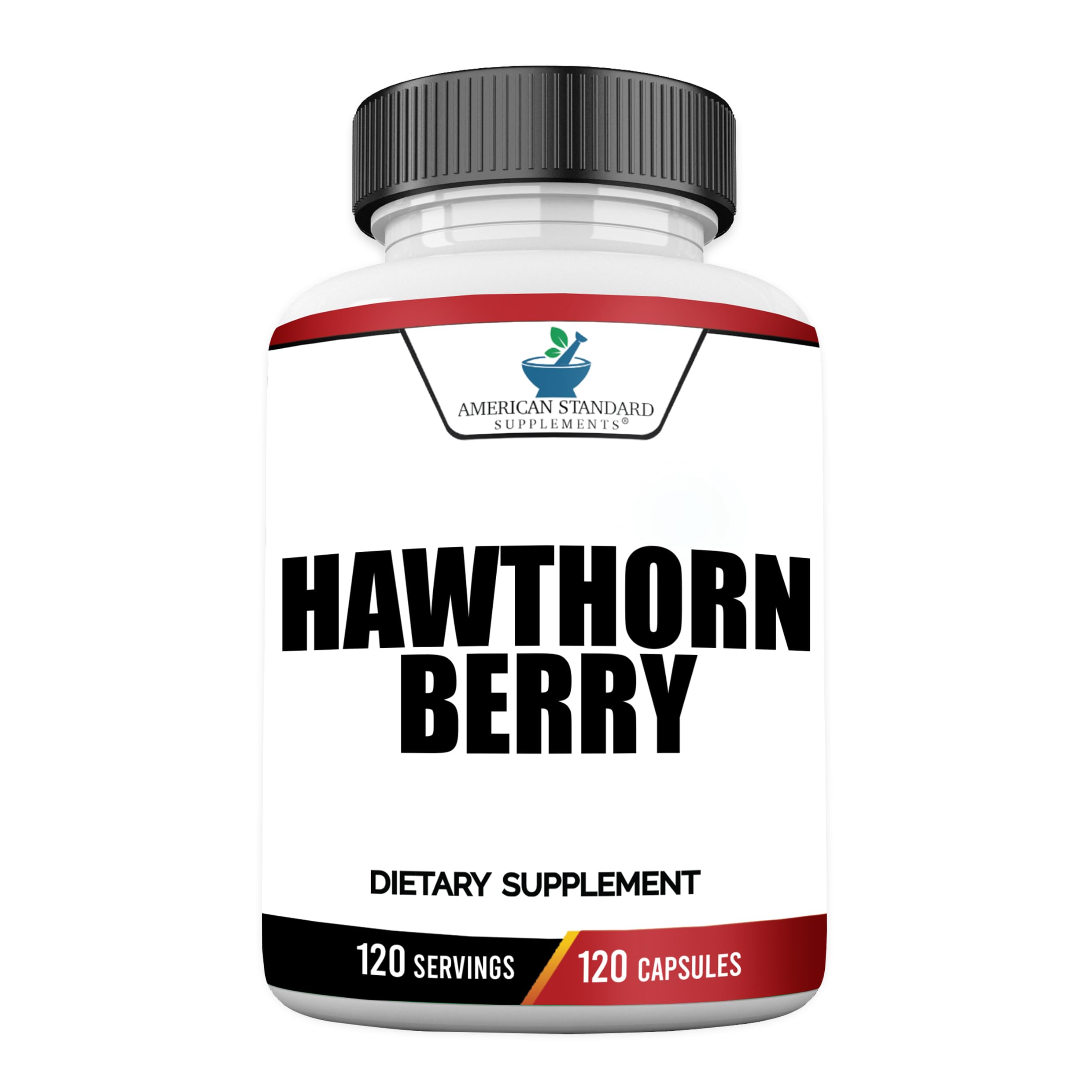 American Standard Supplements Hawthorn Berry, Made with Organic Hawthorn Berry Extract - Vegan, Gluten Free, Non-GMO, 120 Capsules, 120 Servings