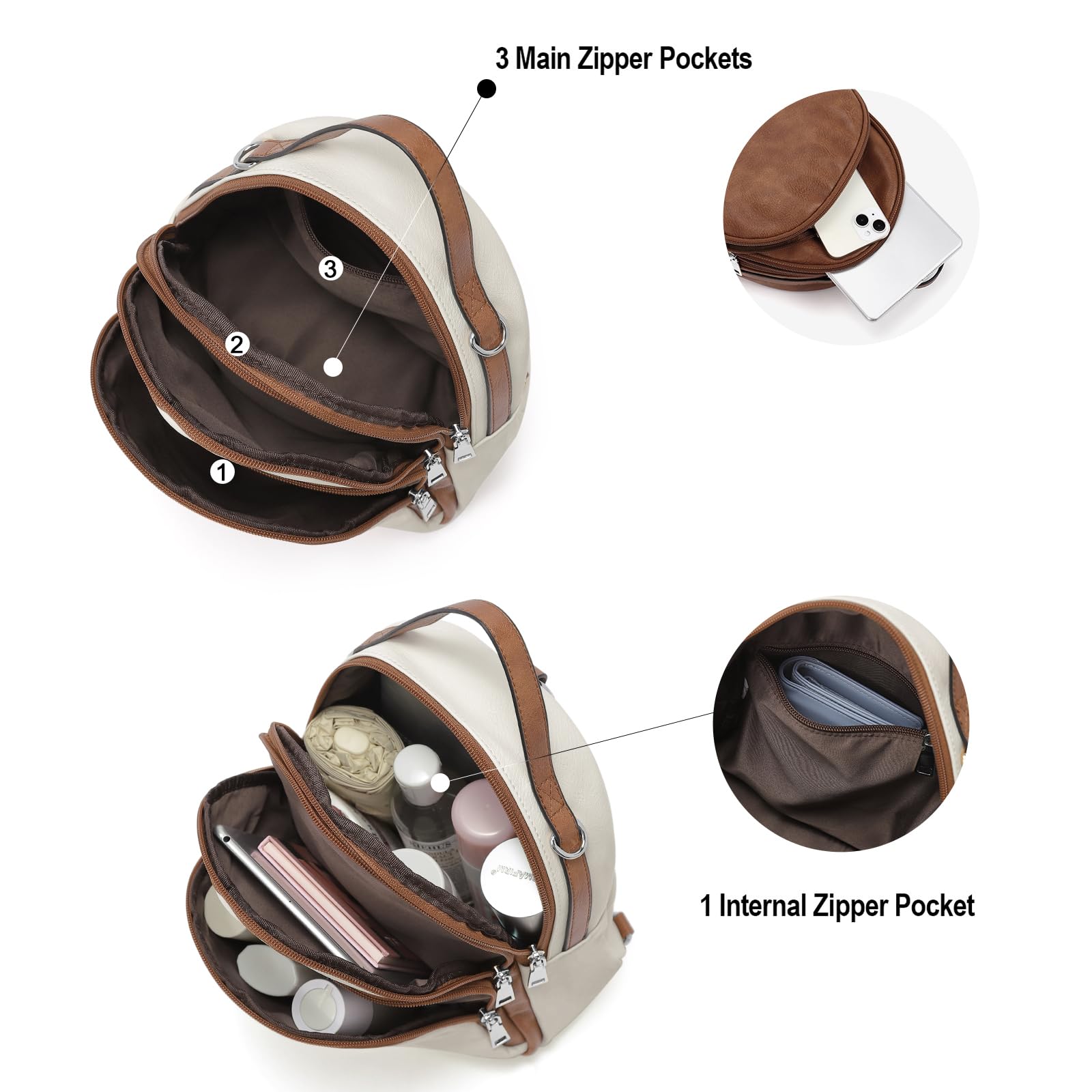 CLUCI Small Backpack for Women Leather Backpack Travel Backpack Purse Lady Fashion Mini Bookbag Convertible Handbags