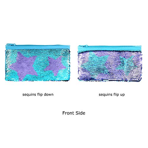 Cute Pencil Case for Girls Kids Mermaid Sequin Pencil Pouch Pen Holder Cosmetic Makeup Organizer Bag Purse for Women
