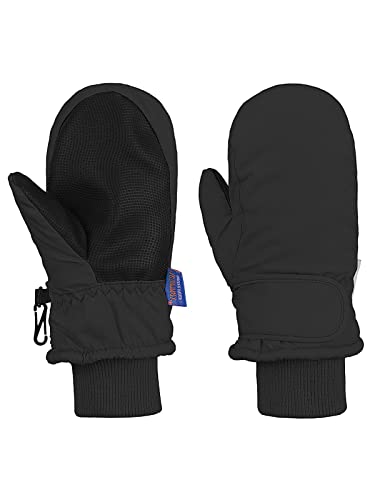 Toddlers Mittens Kids Winter Snow Waterproof Mitten Unisex Baby Lined Fleece Warm Skiing Gloves for Baby Boy Girl Black 1-2 Years