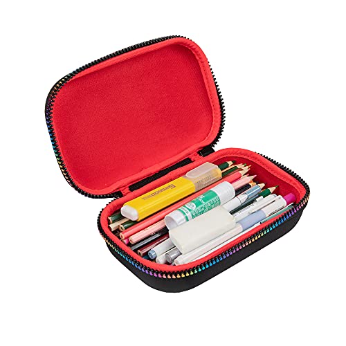 ZIPIT Black & Rainbow Pencil Box | Pencil Case for Girls | Organizer Pencil Bag | Large Capcity Pencil Pouch