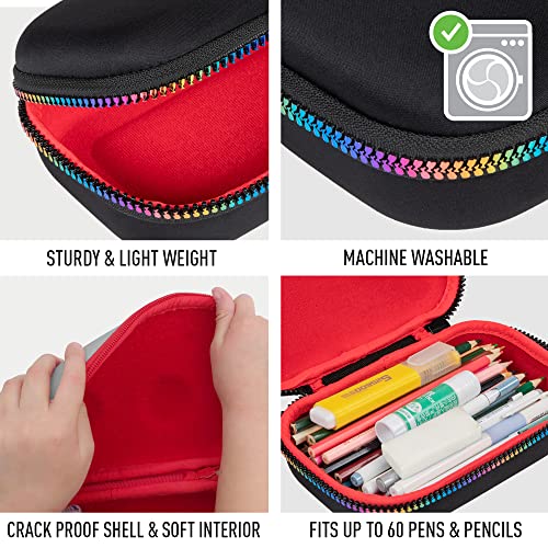 ZIPIT Black & Rainbow Pencil Box | Pencil Case for Girls | Organizer Pencil Bag | Large Capcity Pencil Pouch