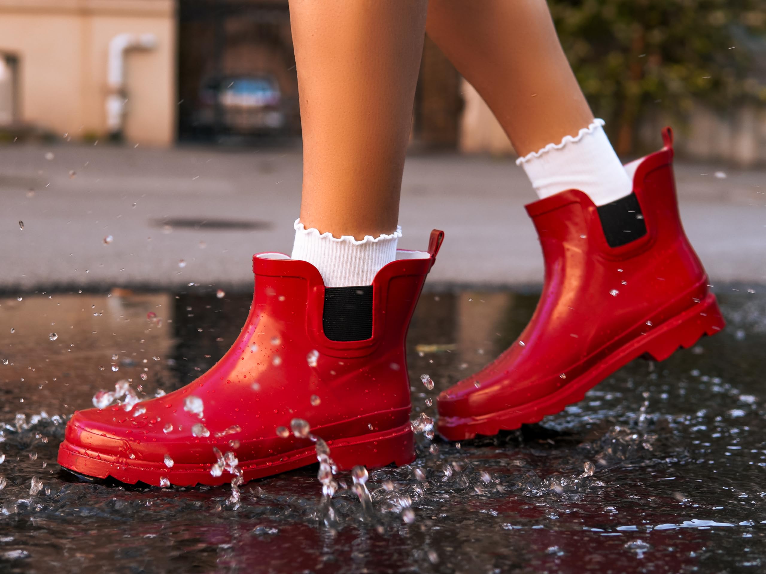 NORTY - Womens Ankle Rain Boots - Ladies Waterproof Winter Spring Garden Boot runs ½ size large Red Size 9