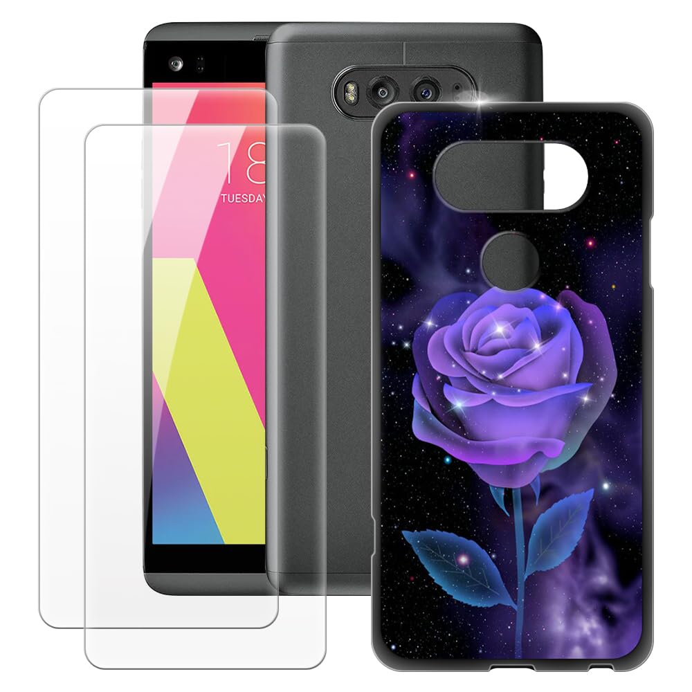 MILEGAO LG V20 H990DS Case + 2PCS Screen Protector Tempered Glass, Ultra Thin Bumper Shockproof Soft TPU Silicone Cover for LG V20 H990DS (5.7”) Rose