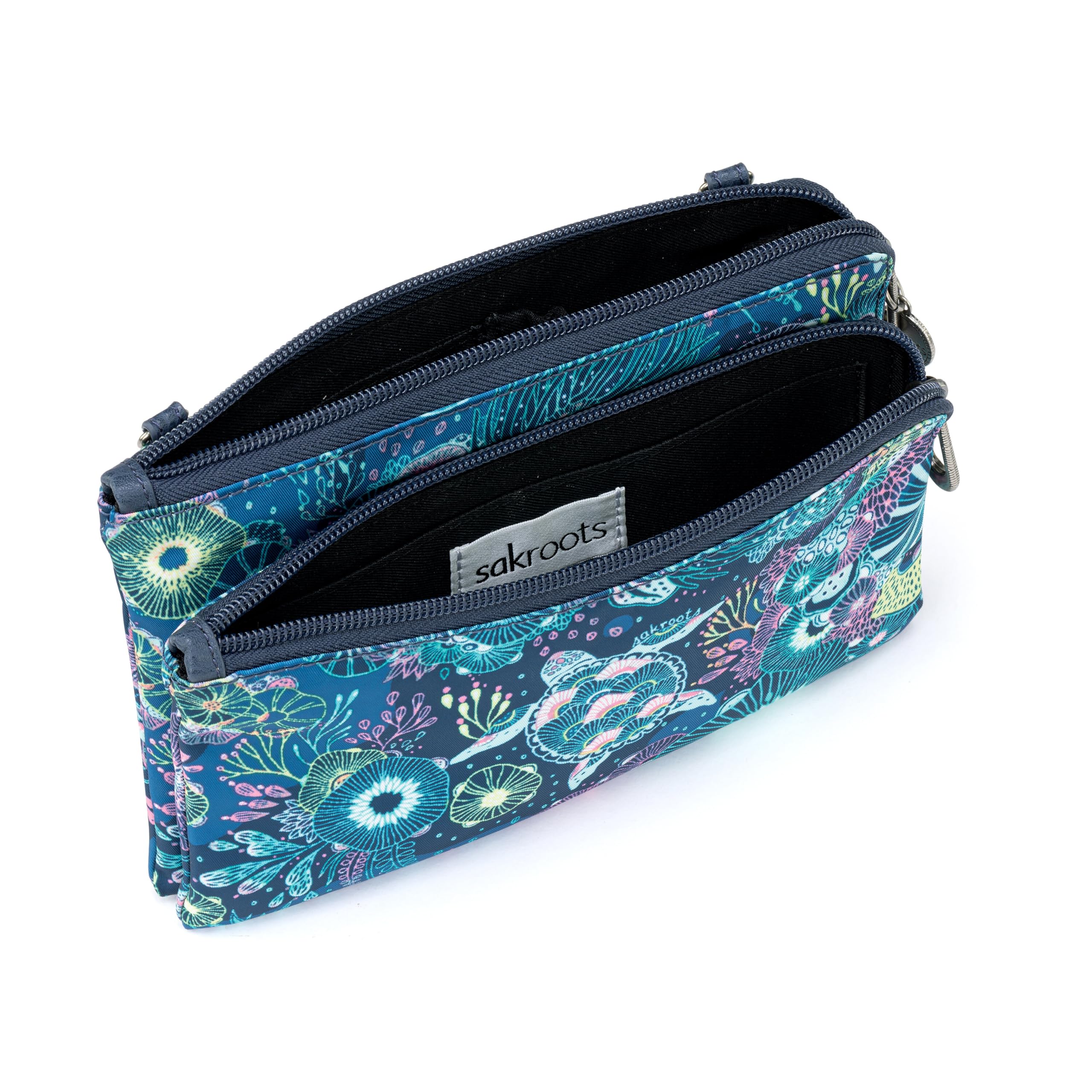 Sakroots Cambria Smartphone Crossbody in Eco Twill, Removable Crossbody Strap, Royal Blue Seascape