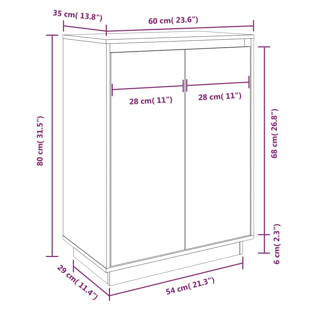 VRAXO Shoe Cabinet 23.6"x13.8"x31.5" Solid Wood Pine,Shoe Racks & Organizers-31.79lbs