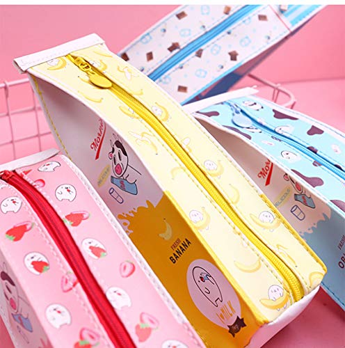 8 Colors,Large Capacity Cute Milk Carton Pencil Cases Box Cosmetic Bag with Zipper by Warmword (Pink)