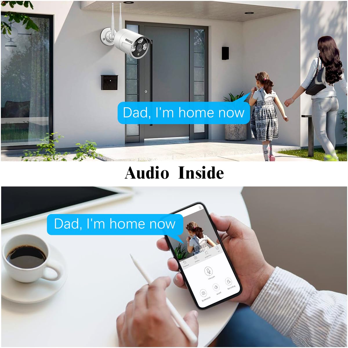 (Dual Antennas for Wi-Fi Enhanced) AI Human Detected 2K 3.0MP Wireless Security Camera System, Surveillance NVR Kits with 2TB Hard Drive, 4Pcs Outdoor WiFi Security Cameras, with Audio, Night Vision