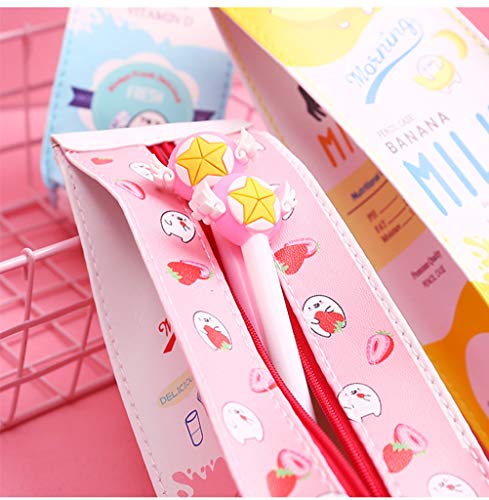 8 Colors,Large Capacity Cute Milk Carton Pencil Cases Box Cosmetic Bag with Zipper by Warmword (Pink)