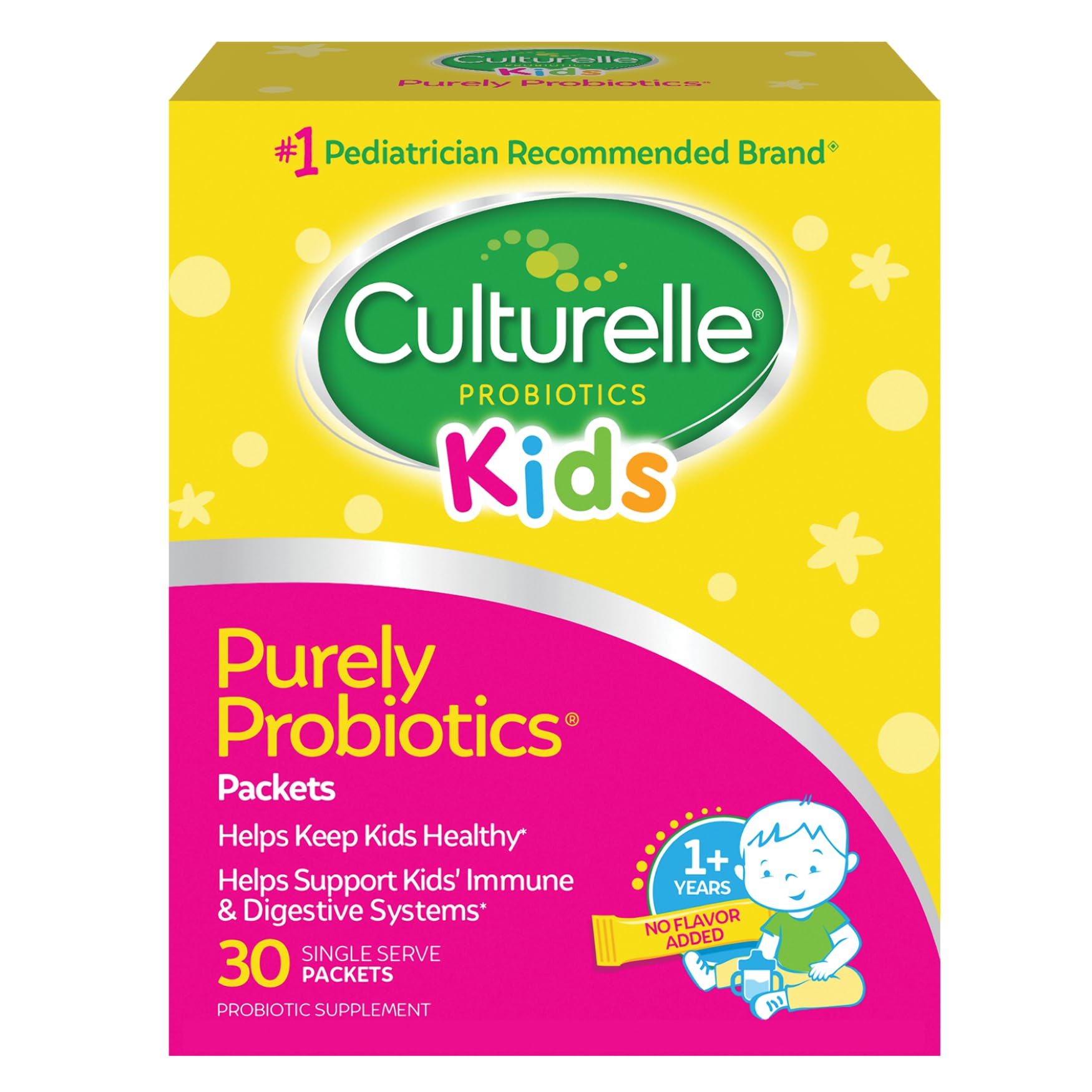 Culturelle Kids Daily Probiotic Supplement - Helps Support a Healthy Immune & Digestive System* - #1 Pediatrician Recommended Brand - For Age 3+ - 30 Single Packets
