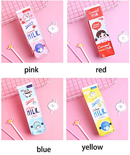 8 Colors,Large Capacity Cute Milk Carton Pencil Cases Box Cosmetic Bag with Zipper by Warmword (Pink)