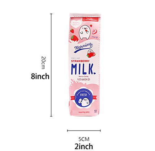 8 Colors,Large Capacity Cute Milk Carton Pencil Cases Box Cosmetic Bag with Zipper by Warmword (Pink)