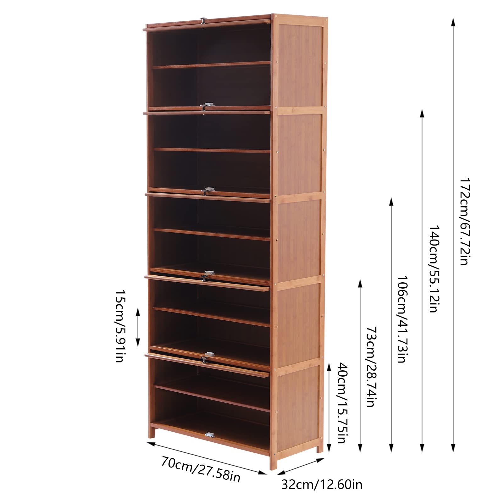 DreamRcoach 10 Tier Shoe Storage Cabinet, Bamboo Shoes Shelf Rack, Entryway Shoe Organizer Cabinet, Freestanding Shoe Rack for Entryway Office Living Room, Brown