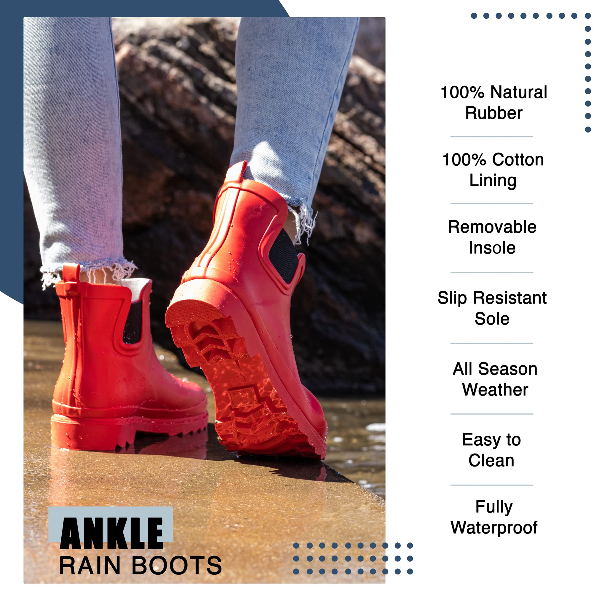 NORTY - Womens Ankle Rain Boots - Ladies Waterproof Winter Spring Garden Boot runs ½ size large Red Size 9