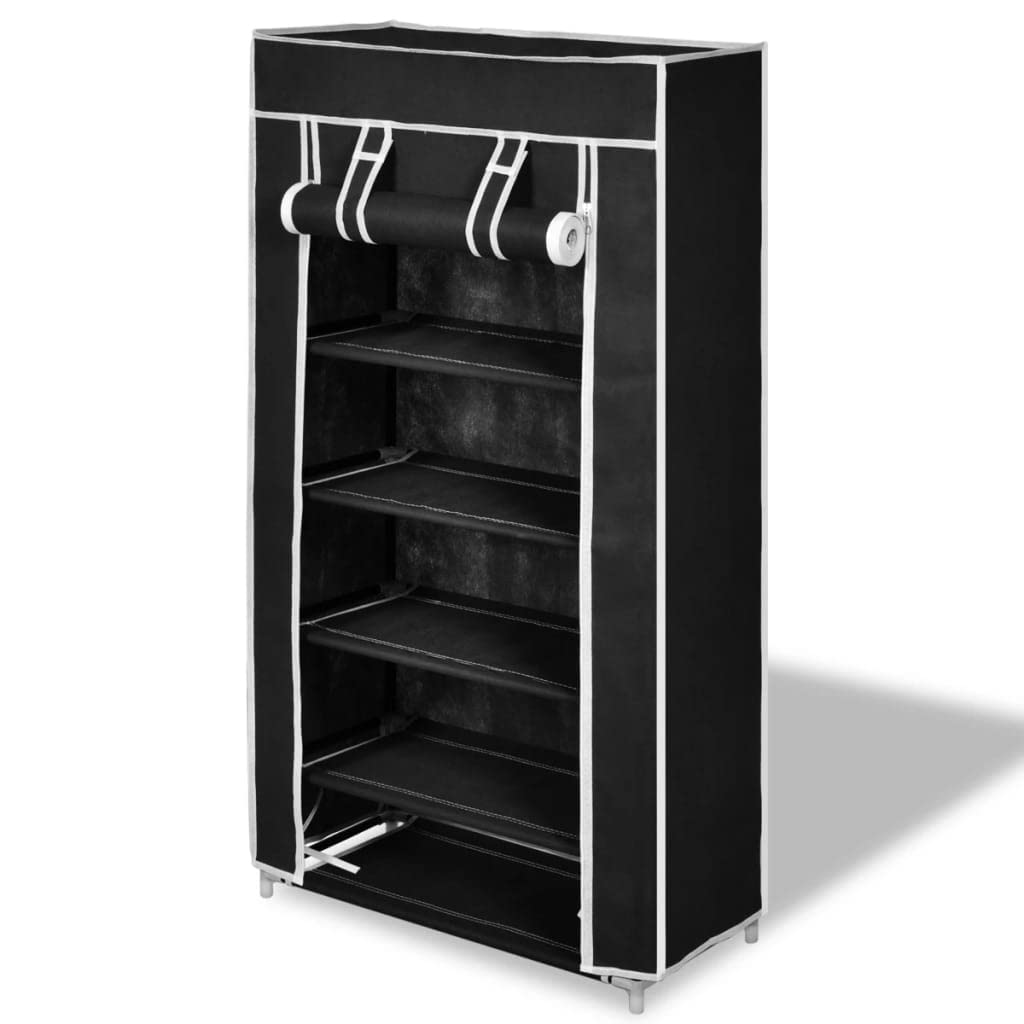 QJBSAVVA Fabric Shoe Cabinet with Cover 23" x 11" x 42" Black,Shoe Rack Organizer Closet Show Rack Shoe Bench Closet Shelf Suitable for doorways, Front Rooms, bedrooms