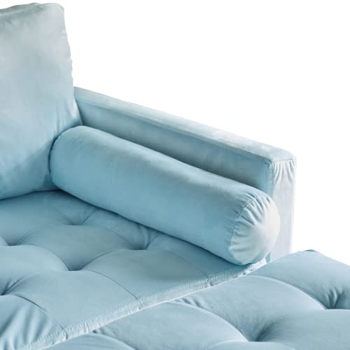 wirrytor Modular Sectional Sofa, Velvet U Shaped Couch, Modular Sectional with Reversible Ottomans for Living Room, Blue