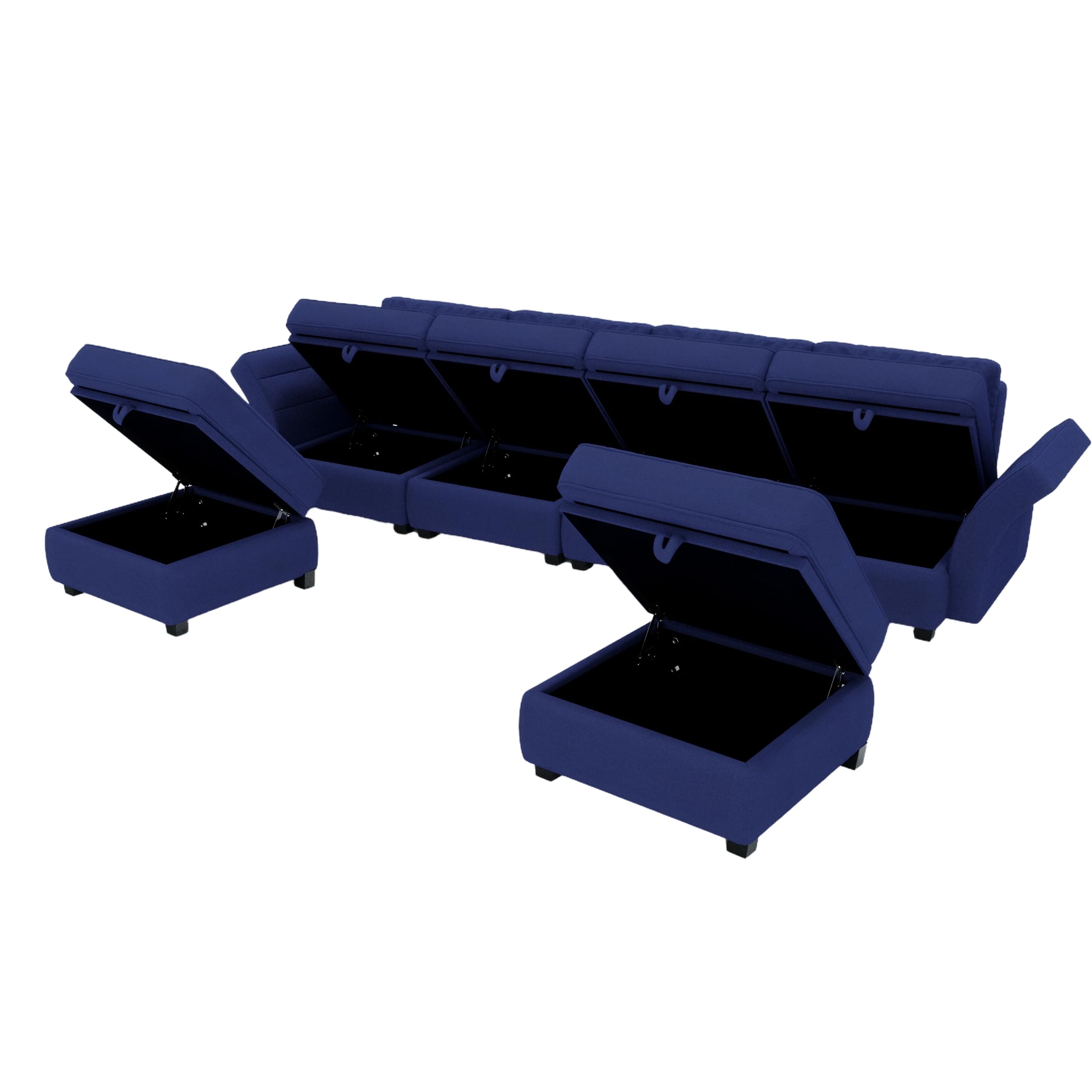 YOUGUO Modular Sectional Sofa U-Shaped Sofa, 110 Inch Modular Sectional Sofa Couch with Storage Seats, Linen Reversible Sectional Sofa for Living Room Apartment, Blue