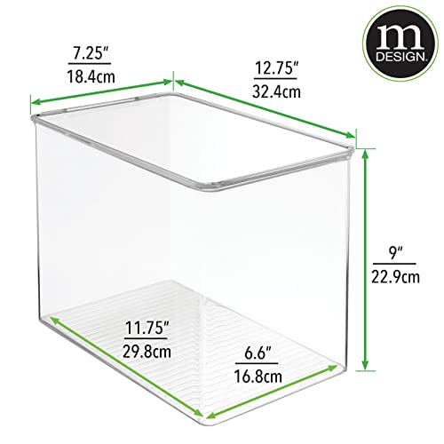 mDesign Tall Plastic Stackable Art and Craft, Sewing, Crochet Storage Container Bin with Hinged Lid - Compact Organizer and Holder for Thread, Beads, Ribbon, Glitter, Yarn, Clay - Clear