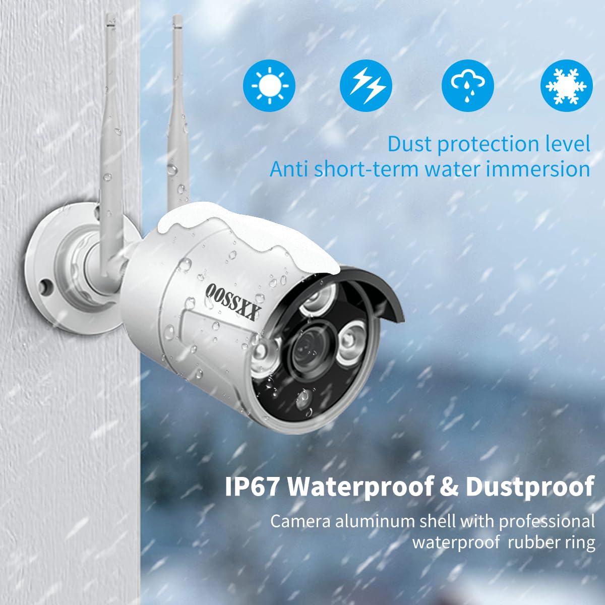 (Dual Antennas for Wi-Fi Enhanced) AI Human Detected 2K 3.0MP Wireless Security Camera System, Surveillance NVR Kits with 2TB Hard Drive, 4Pcs Outdoor WiFi Security Cameras, with Audio, Night Vision
