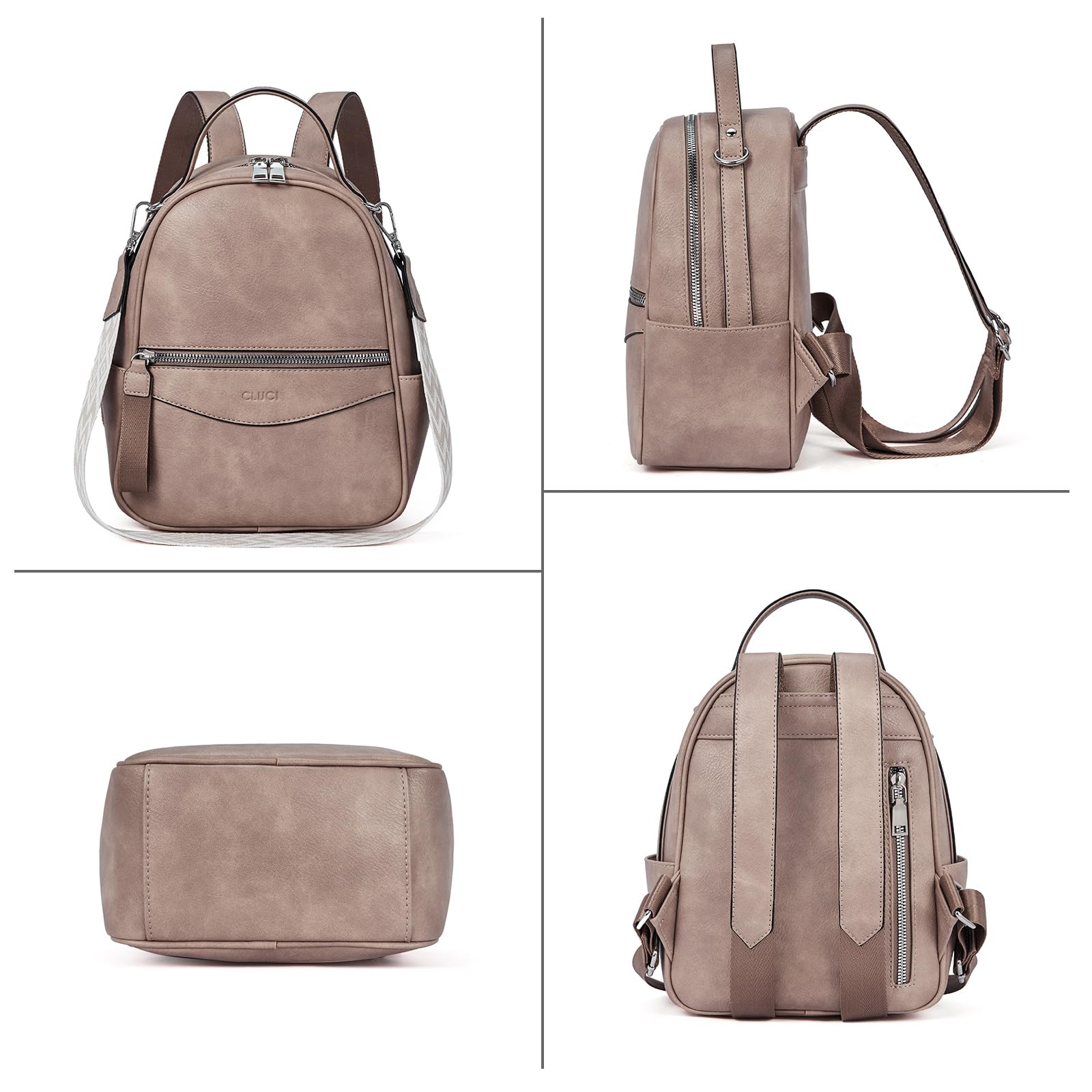 CLUCI Mini Backpack Purse for Women Fashion Leather Small Backpacks Ladies Shoulder Backpack Convertible Handbags Light Brown