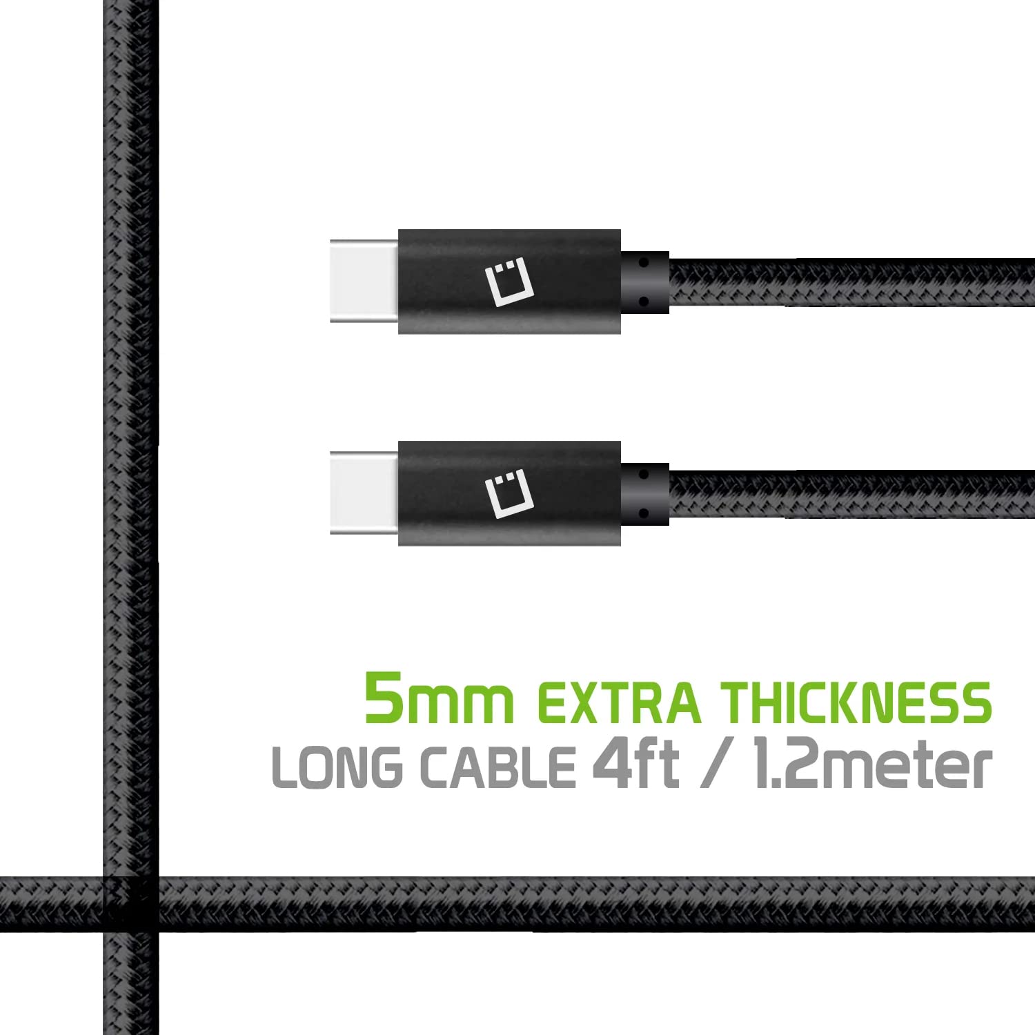 Dual USB-C/PD 60W Fast Charging Cord Compatible with ZTE Blade V20 Plus 5Gbps Data Transfer for Power Delivery Hi Capacity Charging (Black)