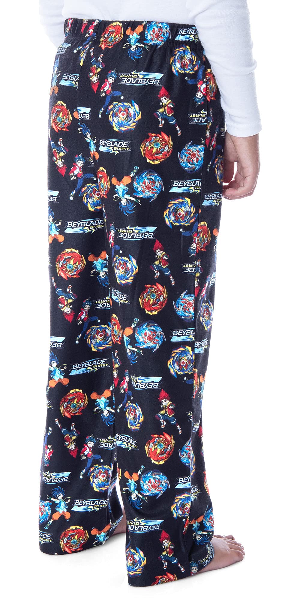 Beyblade Burst Super King Boys' Spinner Tops Allover Character Kids Sleepwear Lounge Bottoms Pajama Pants (8) Black
