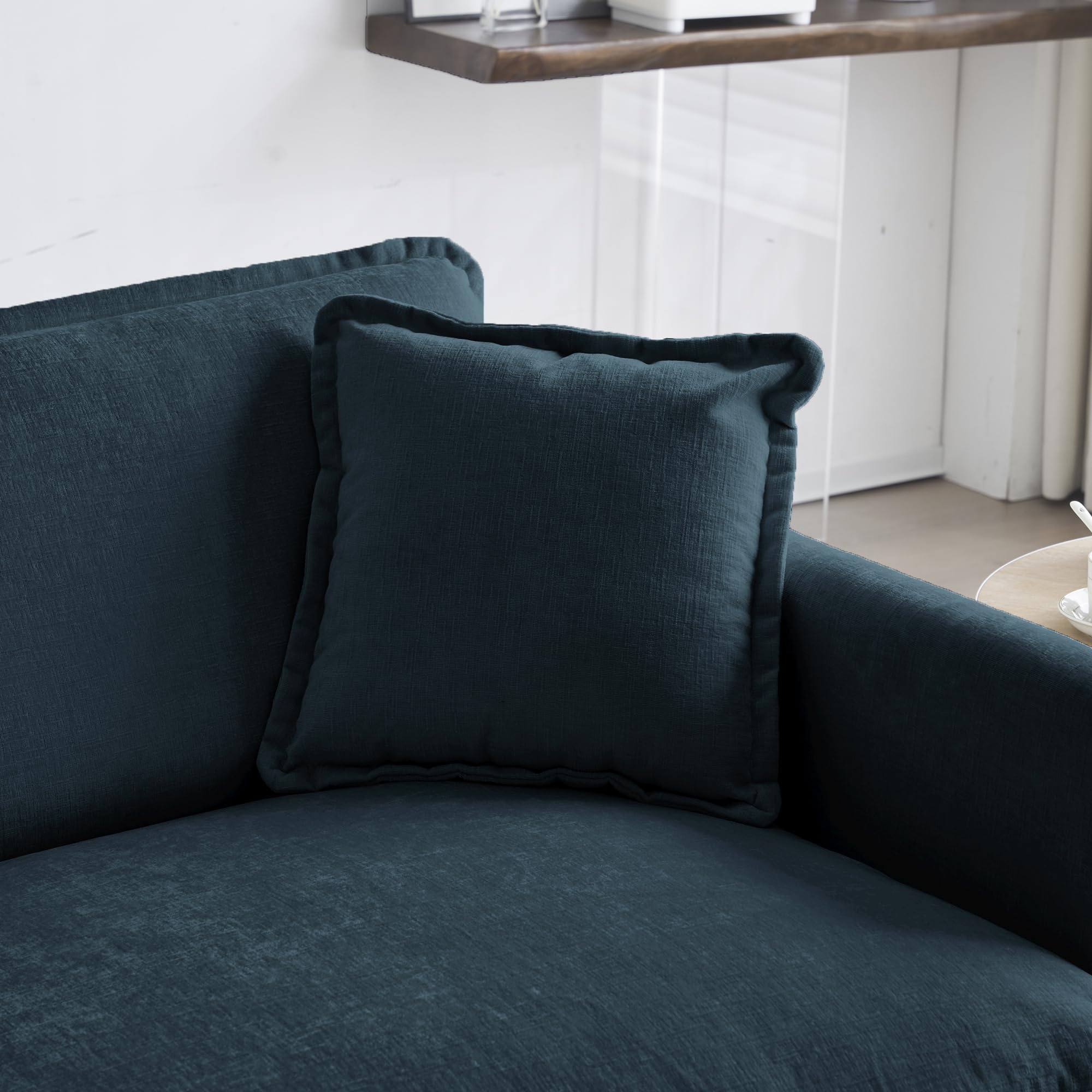 SCANORDIC 111.5" Sectional Sofa Couch for Living Room, Modern Convertible Sofa Couch with Pillows, Mid-Century Modern Sleeper Sofa 4-Seater Sofa for Living Room, Apartment, Office,Blue