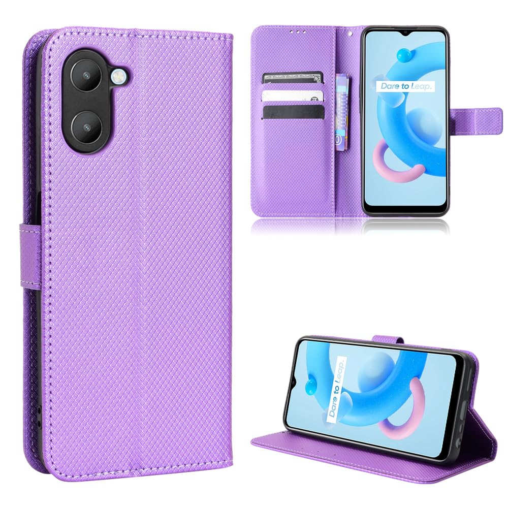 Phone Case for Realme V20, Leather Wallet Case for Realme V20 Non-Slip PU Leather Cover, Flip Folio Book Phone Cover for Realme V20 Case Purple