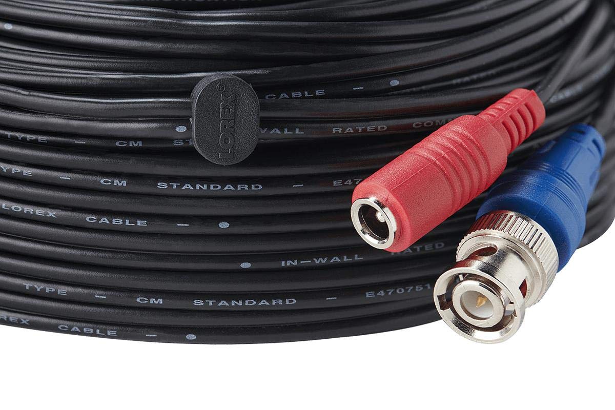 Lorex CB60UB4K 60ft (18m) Premium 4K RG59/Power Siamese Accessory Cable for Analog HD (CVI/TVI/AHD/MPX) or Analog (CVBS) Security Camera, 2 Pack