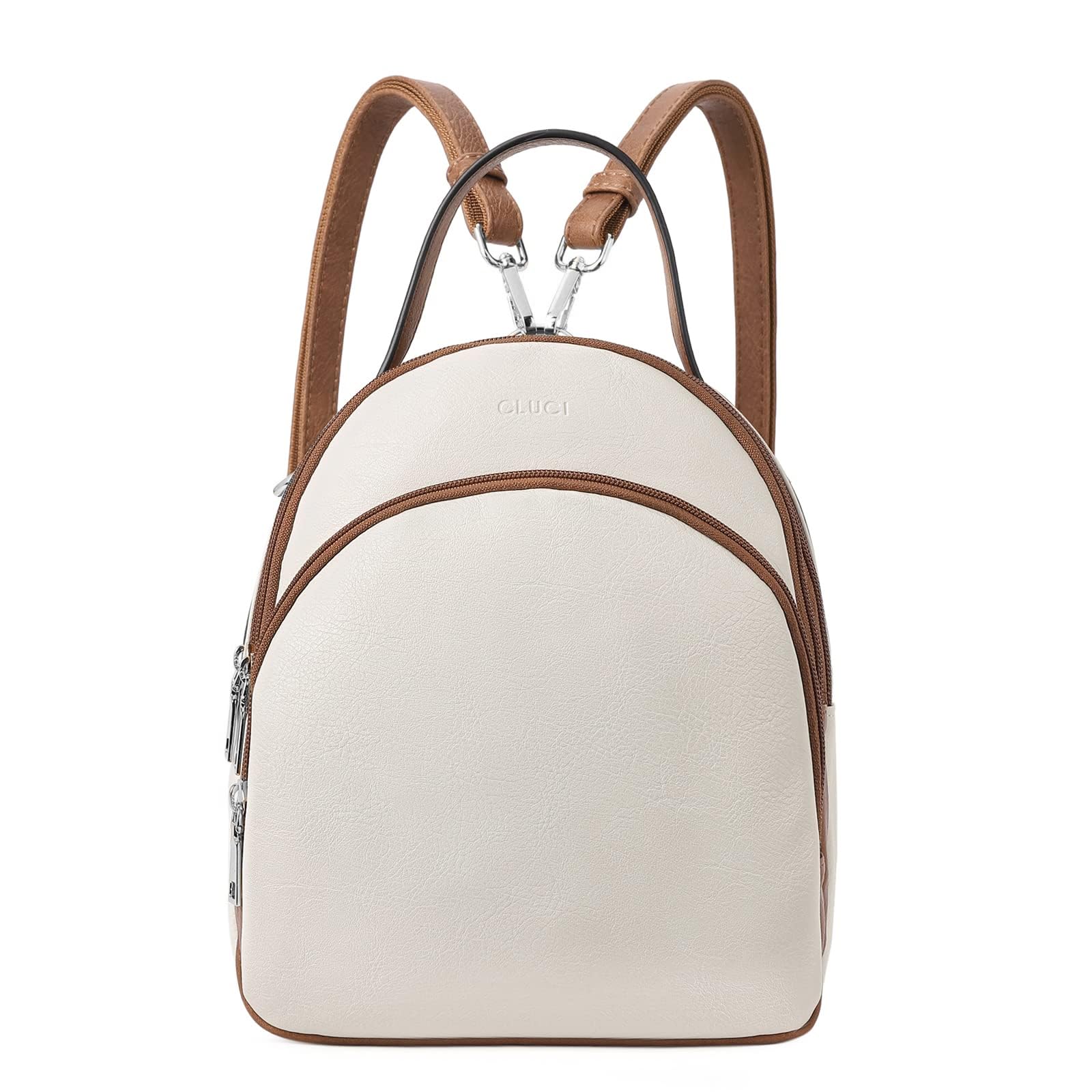 CLUCI Small Backpack for Women Leather Backpack Travel Backpack Purse Lady Fashion Mini Bookbag Convertible Handbags