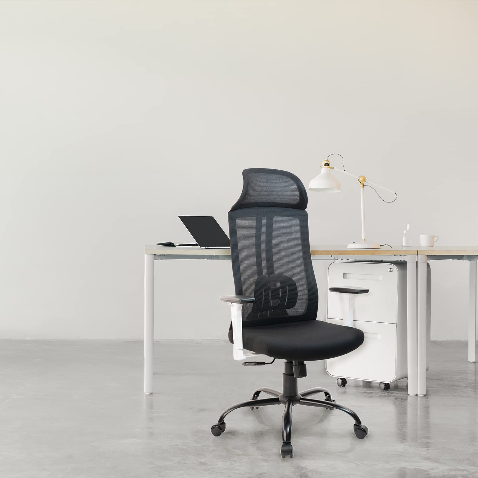 CLATINA Ergonomic High Back Office Chair, Comfort Swivel Home Office Task Chair, Breathable Mesh Desk Chair, Home Office Desk Chairs with Lumbar Support Flip-up Arms and Adjustable Backrest tilt