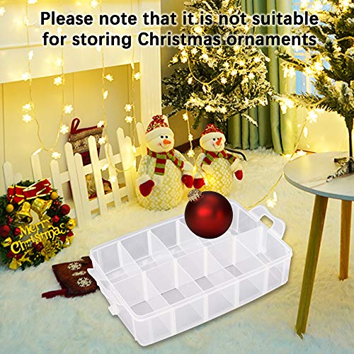 LZYMSZ 3-Tier Transparent Adjustable Stackable Compartment Slot Plastic Storage Box, Snap-Lock Clear Container Box for Storing Toy Jewelry Accessory 6.5 x 6.1x 4.9in(S)
