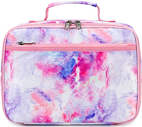 Kids Lunch Box Boys Girls Insulated Lunch Cooler Bag Reusable Lunch Tote Kit for School Travel (878 Galaxy-Purple)