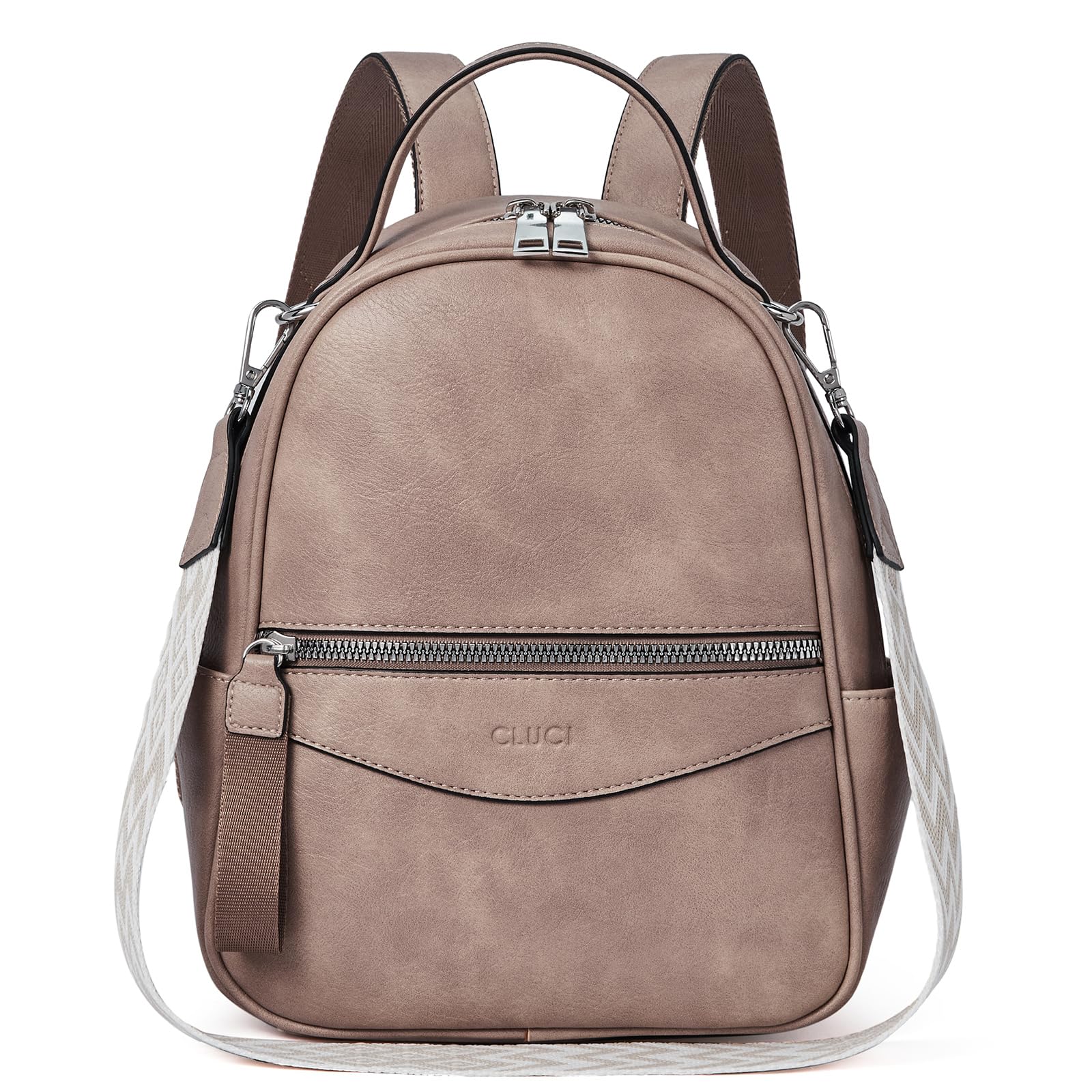CLUCI Mini Backpack Purse for Women Fashion Leather Small Backpacks Ladies Shoulder Backpack Convertible Handbags Light Brown