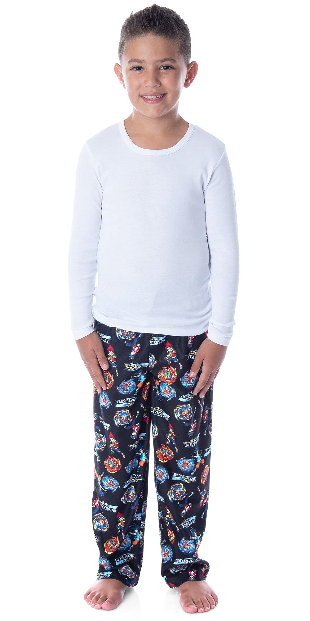 Beyblade Burst Super King Boys' Spinner Tops Allover Character Kids Sleepwear Lounge Bottoms Pajama Pants (8) Black