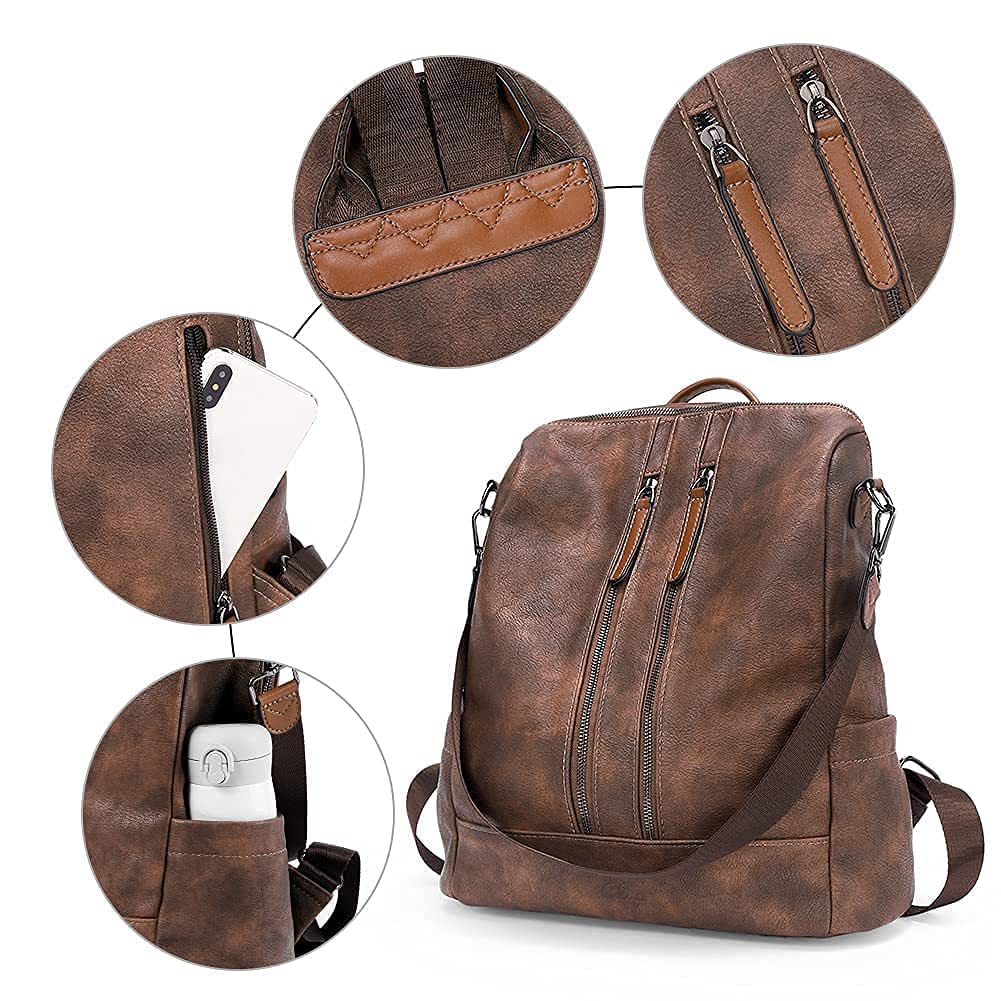 CLUCI Women Backpack Purse Leather Bundles with Small Crossbody Bag for Women Cellphone Shoulder