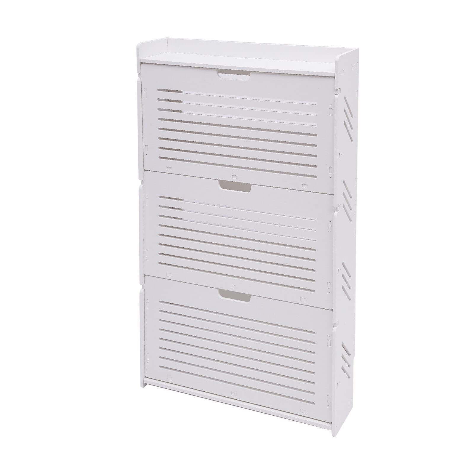 YINZINR Modern Shoe Storage Cabinet with 3 Flip Drawers, Freestanding Shoe Rack Storage Organizer, for Entryway Hallway, Living Room, White
