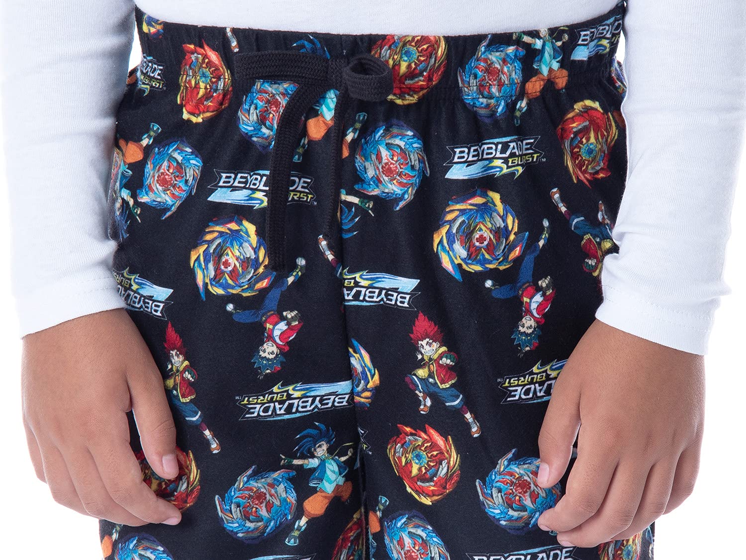 Beyblade Burst Super King Boys' Spinner Tops Allover Character Kids Sleepwear Lounge Bottoms Pajama Pants (8) Black