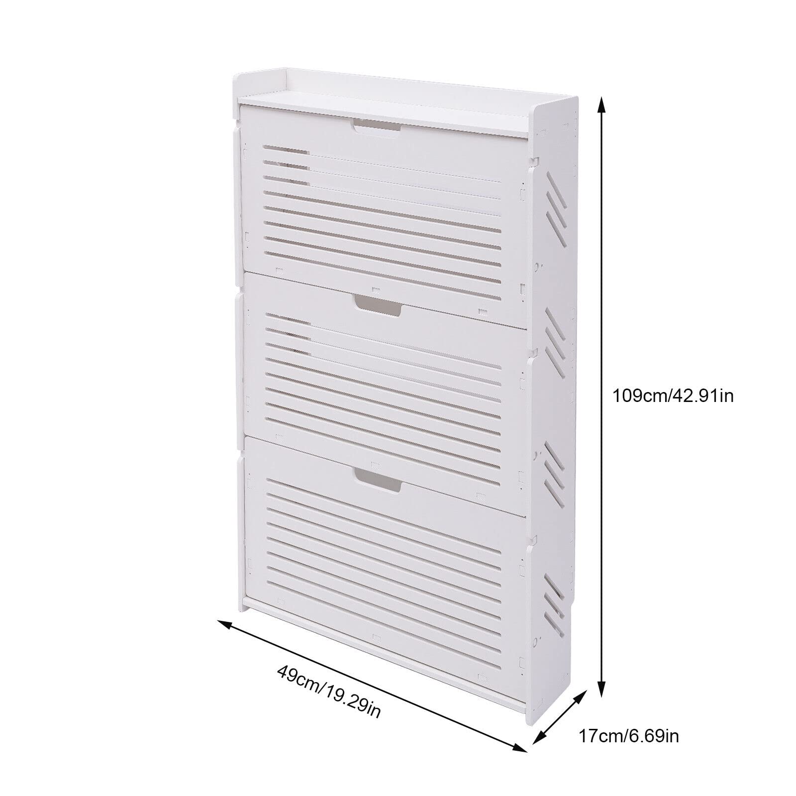 YINZINR Modern Shoe Storage Cabinet with 3 Flip Drawers, Freestanding Shoe Rack Storage Organizer, for Entryway Hallway, Living Room, White