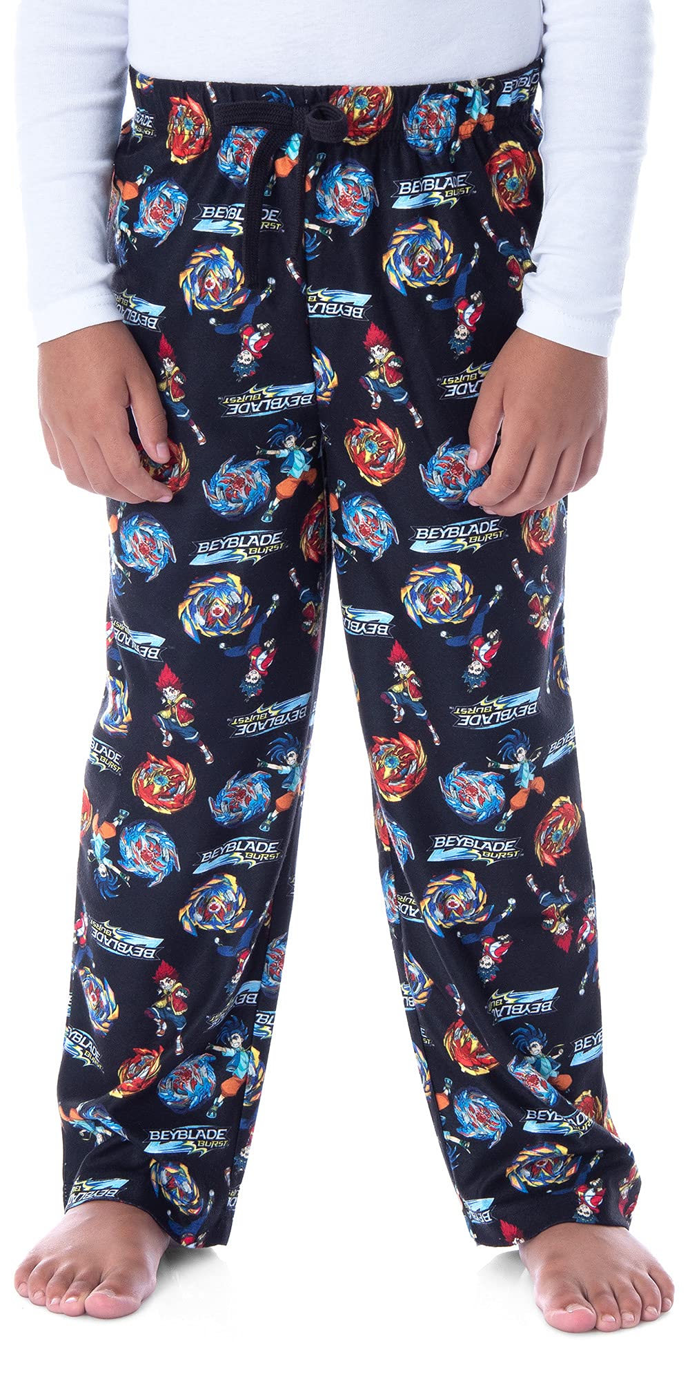 Beyblade Burst Super King Boys' Spinner Tops Allover Character Kids Sleepwear Lounge Bottoms Pajama Pants (8) Black