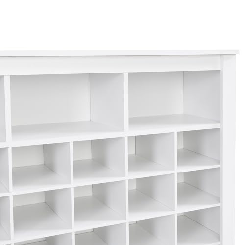 Goohome Sleek Design 24 Shoe Cubby Console, Modern 5-Tier Storage Shoe Cabinet with Curved Base, Versatile Sideboard for Hallway, Bedroom, Living Room, Space-Saving