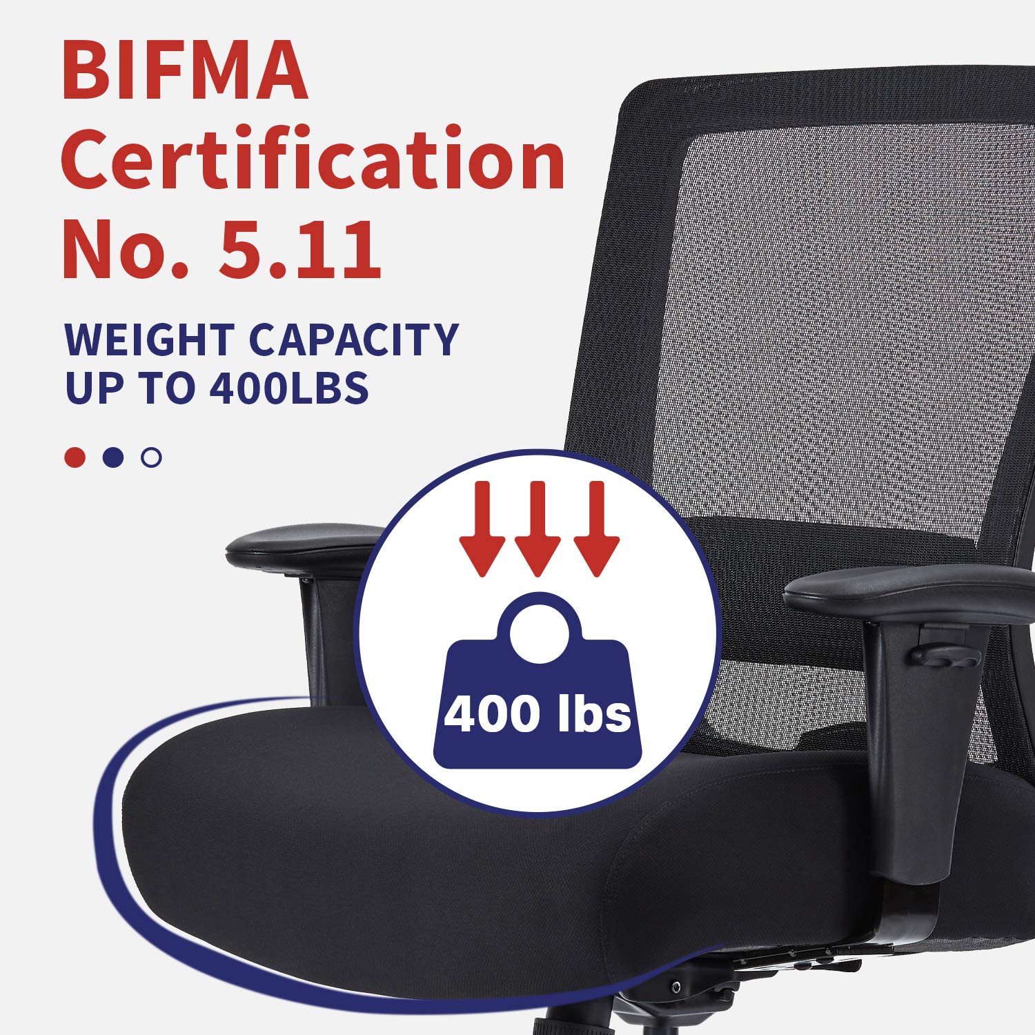 CLATINA Ergonomic Mesh Chair with 400lbs High Capacity and Lumbar Support Adjusting Armrest Big and Tall Office Chair for Home Office, Black (1 Pack)