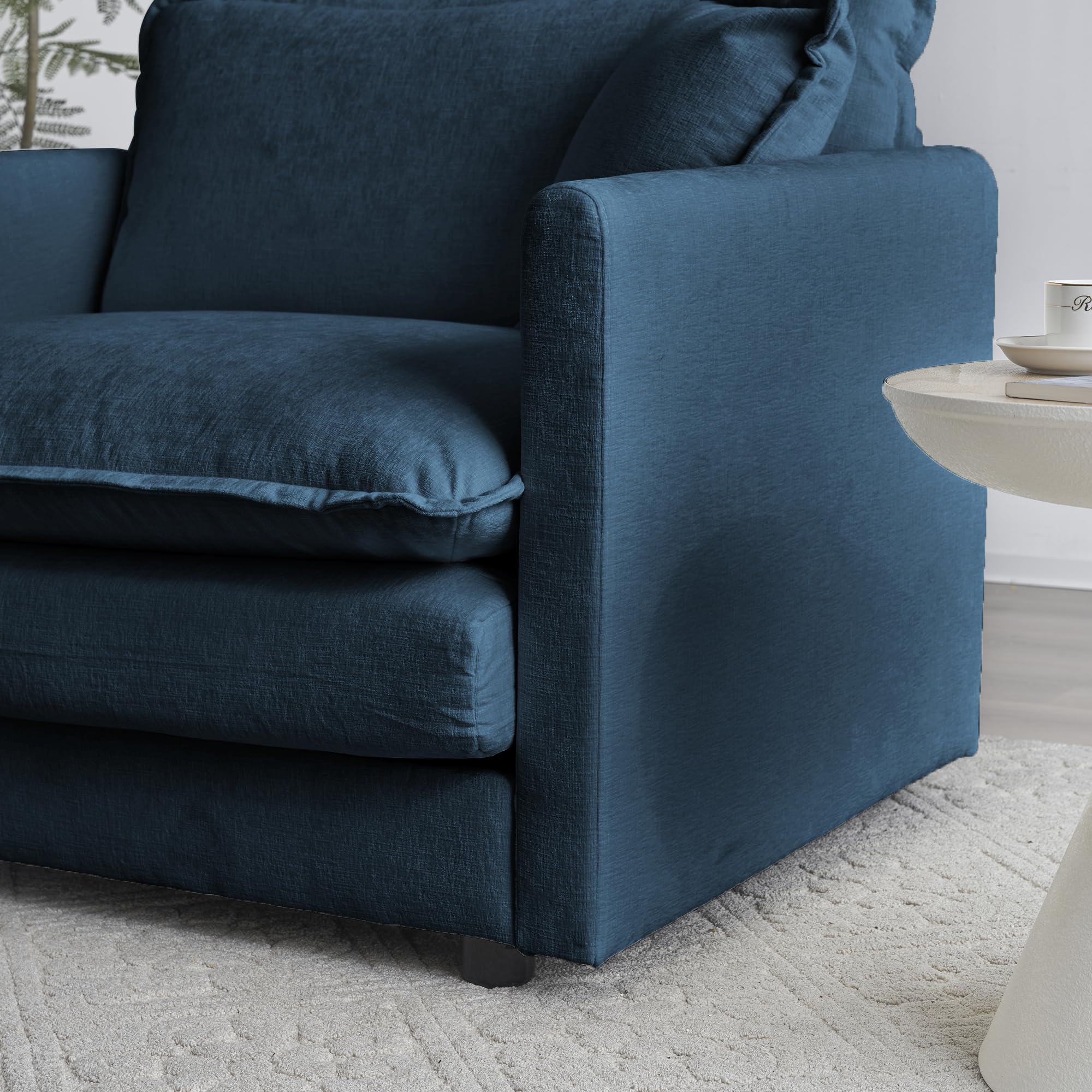 SCANORDIC 111.5" Sectional Sofa Couch for Living Room, Modern Convertible Sofa Couch with Pillows, Mid-Century Modern Sleeper Sofa 4-Seater Sofa for Living Room, Apartment, Office,Blue