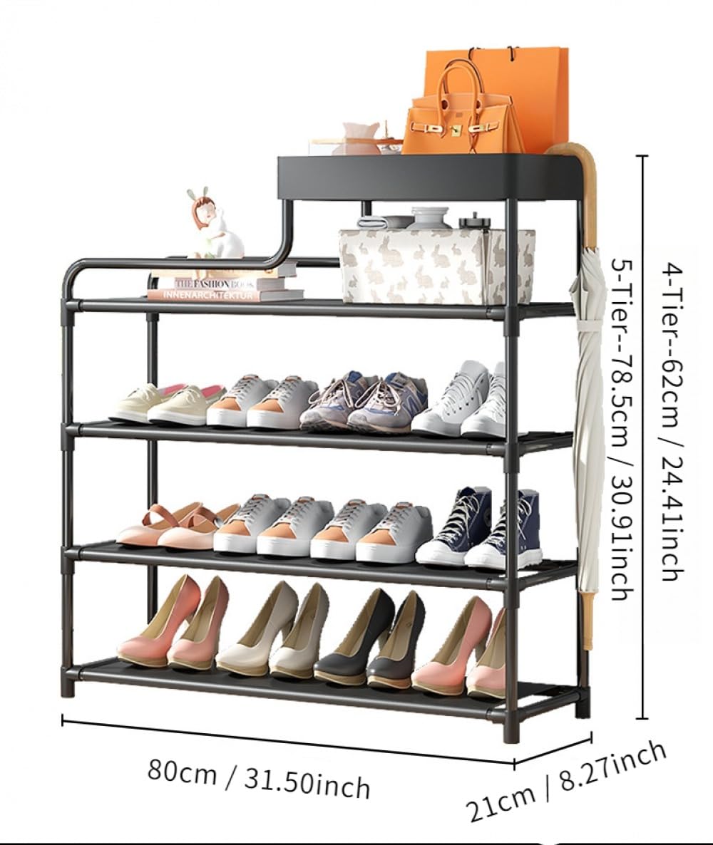 Johofiow Versatile Shoe Cabinet with Storage Rack,Entryway Shoe Rack, Shoe Stand for Closet,Stackable Boot & Shoe Storage,for Entryway,Hallway,Living Room,Closet (White, 4-Tier)