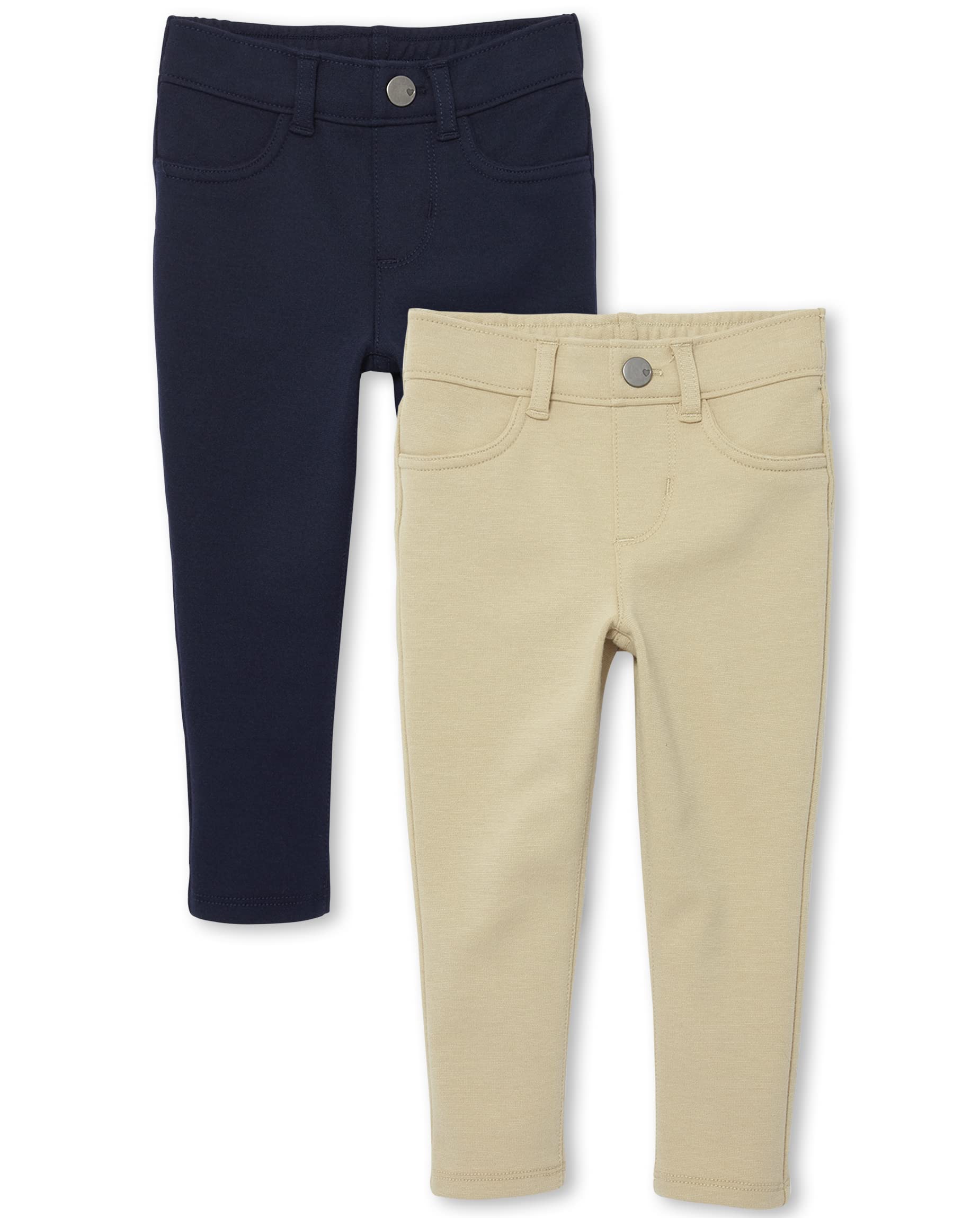The Children's Place baby girls And Toddler Ponte Pull on Jeggings Pants, Sandy/Tidal 2 Pack, 3T US