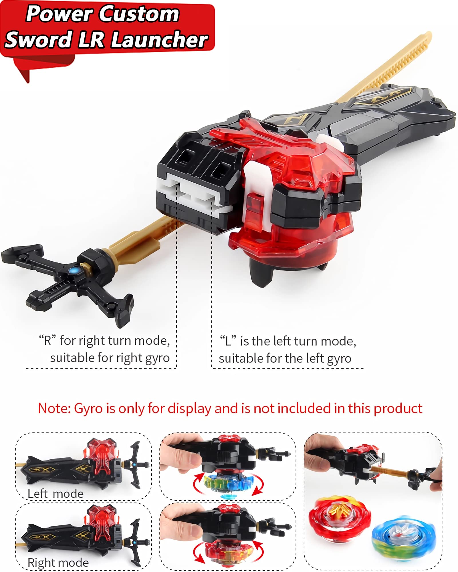 Desamvap Bey Battling Tops Burst Power Custom Sword Launcher, Bey Launcher LR Left Right Spin DB Layer System B-200 Xiphoid Xcalibur Compatible with All Bey Burst Series (Black)