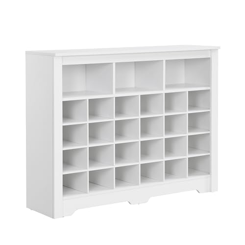 Goohome Sleek Design 24 Shoe Cubby Console, Modern 5-Tier Storage Shoe Cabinet with Curved Base, Versatile Sideboard for Hallway, Bedroom, Living Room, Space-Saving