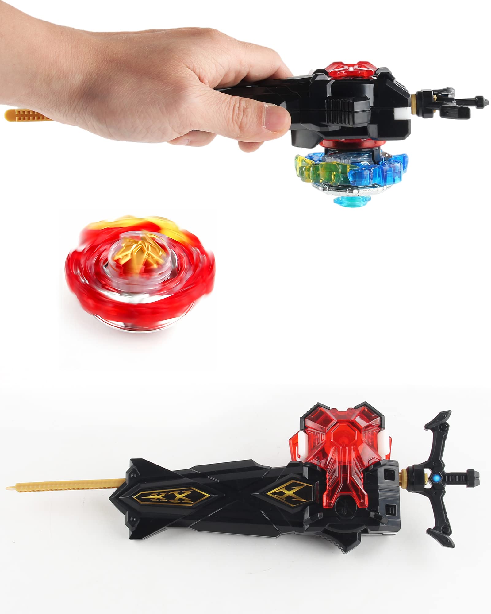 Desamvap Bey Battling Tops Burst Power Custom Sword Launcher, Bey Launcher LR Left Right Spin DB Layer System B-200 Xiphoid Xcalibur Compatible with All Bey Burst Series (Black)