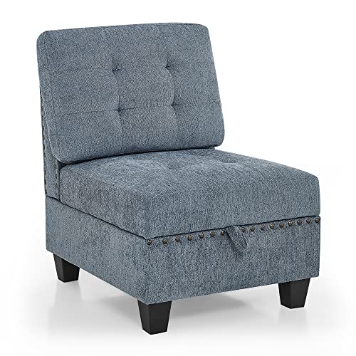 RXRRXY 116'' U Shaped Modular Sectionals Sofa, Chenille Futon Couch for Living Room, Large Sectional Sleeper Sofa with Storage Space, 4 Single Chair and 2 Corner (Navy, U Shaped)